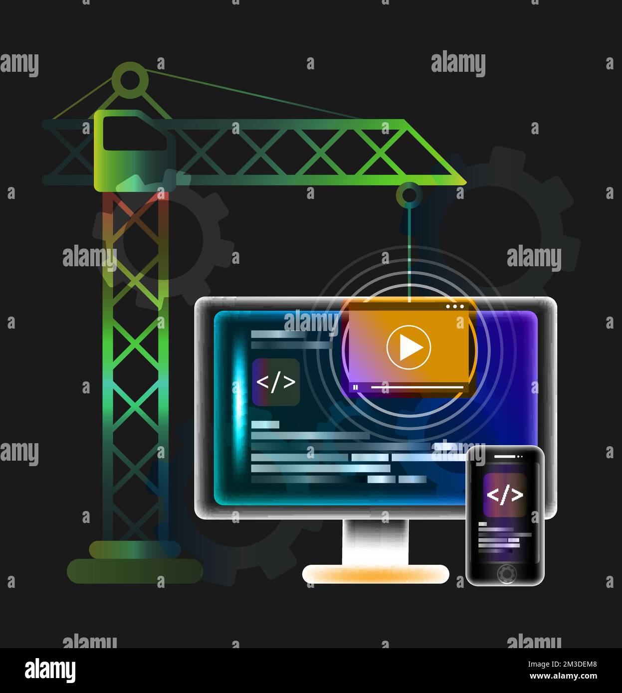 Coding and programming vector banner template site construction hi-res stock photography and ...