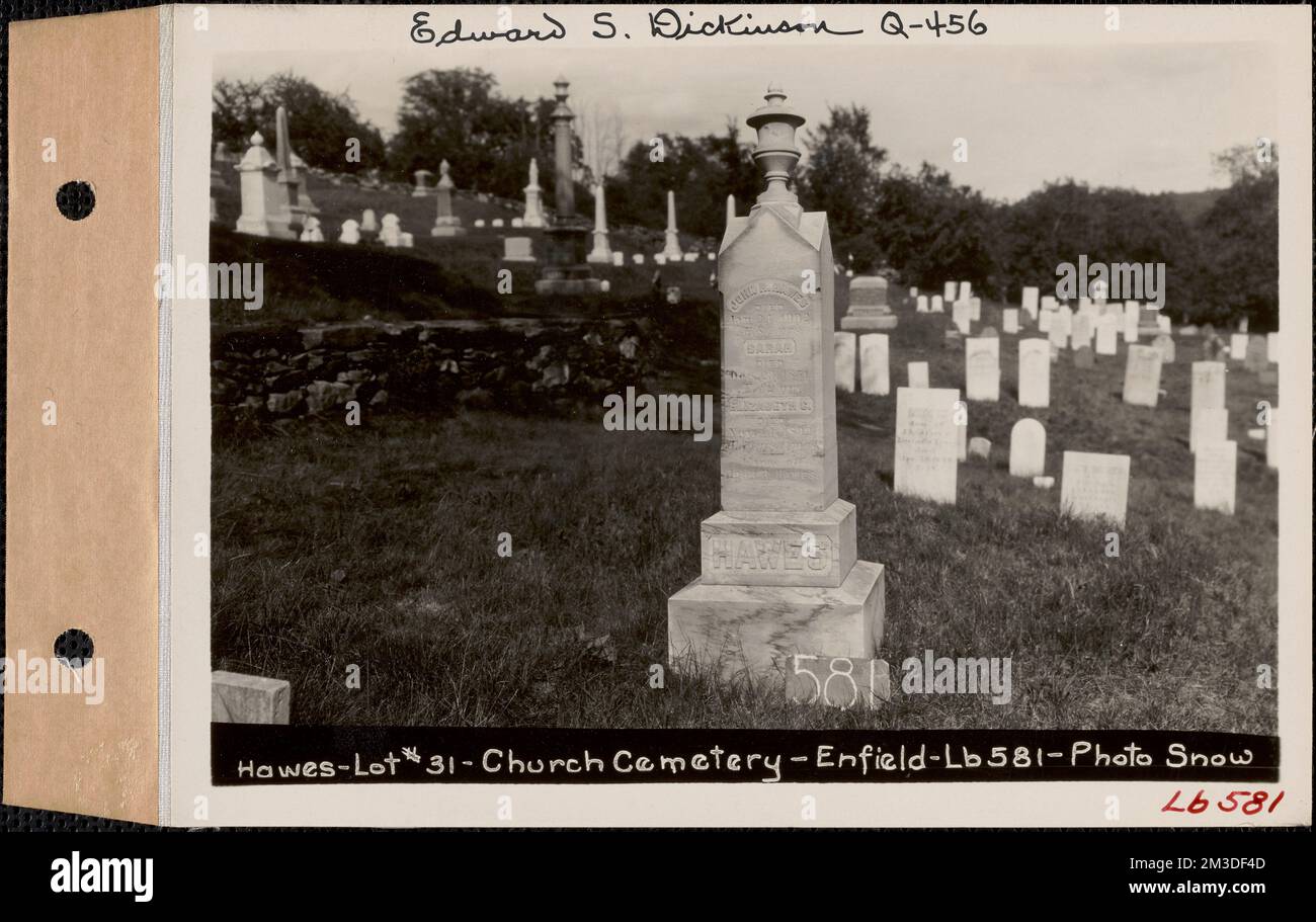 John H. Hawes, Church Cemetery, lot 31, Enfield, Mass., ca. 1930-1931 ...