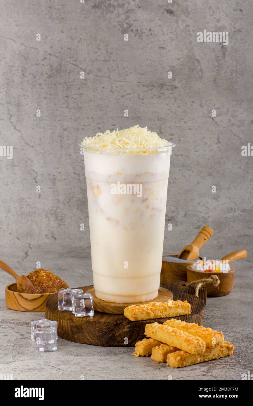 Boba or tapioca pearls is taiwan bubble milk tea in plastic cup with ...