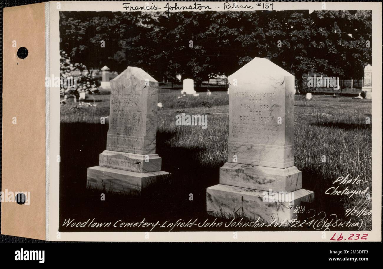 John Johnston, Woodlawn Cemetery, old section, lot 224, Enfield, Mass ...