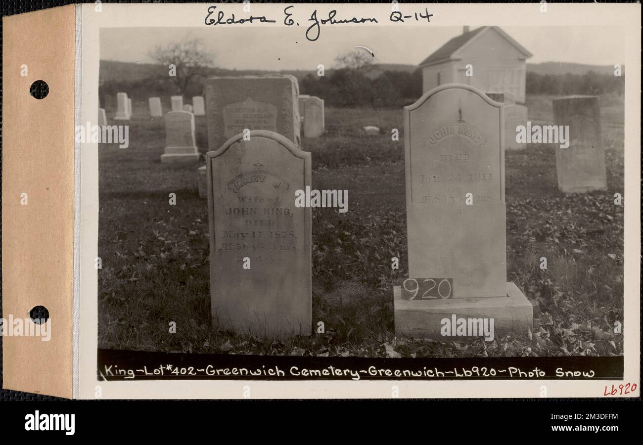 John King, Greenwich Cemetery, Old section, lot 402, Greenwich, Mass ...