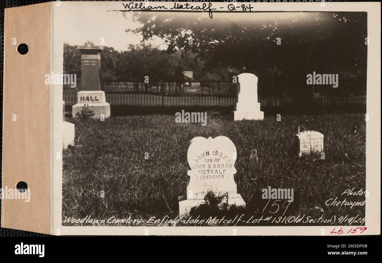 John Metcalf, Woodlawn Cemetery, old section, lot 130, Enfield, Mass ...