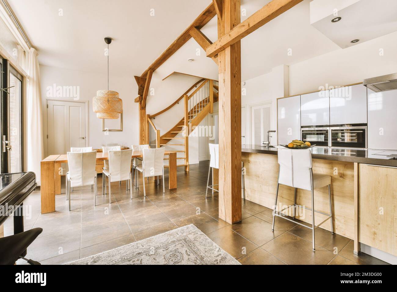 Home interior design of modern loft apartment with open kitchen in ...