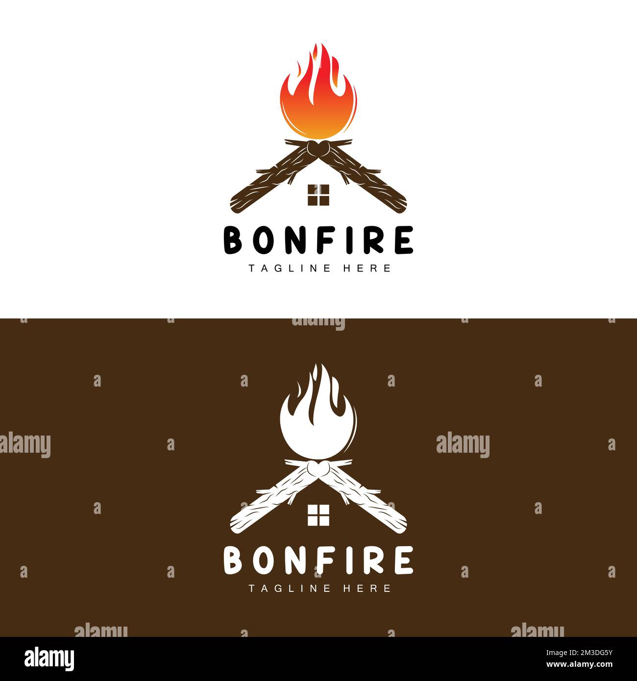 Campfire Logo Design, Camping Vector, Wood Fire And Forest Design Stock ...