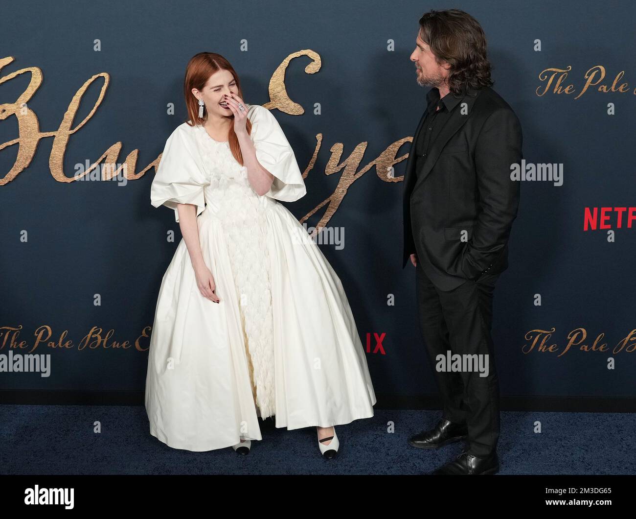 (L-R) Lucy Boynton and Christian Bale at THE PALE BLUE EYE Los Angeles ...