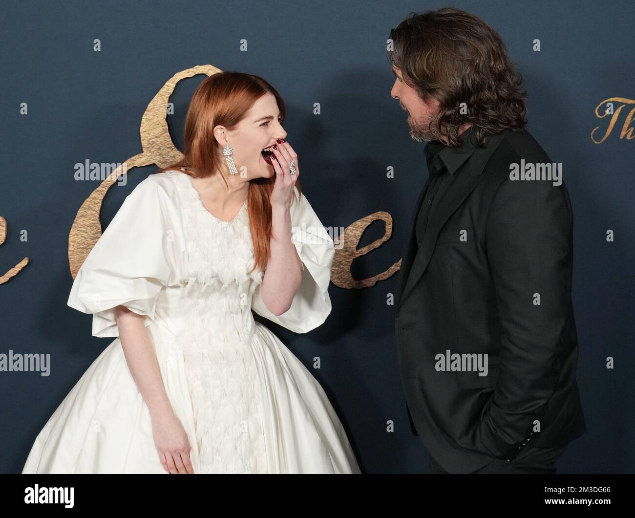 (L-R) Lucy Boynton and Christian Bale at THE PALE BLUE EYE Los Angeles ...