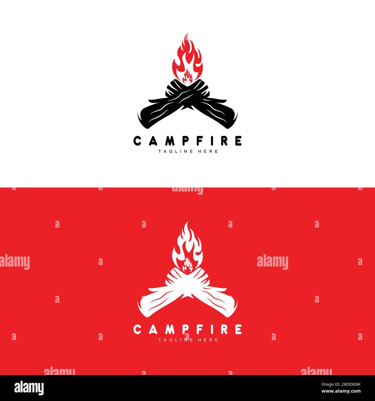 Campfire Logo Design, Camping Vector, Wood Fire And Forest Design Stock ...