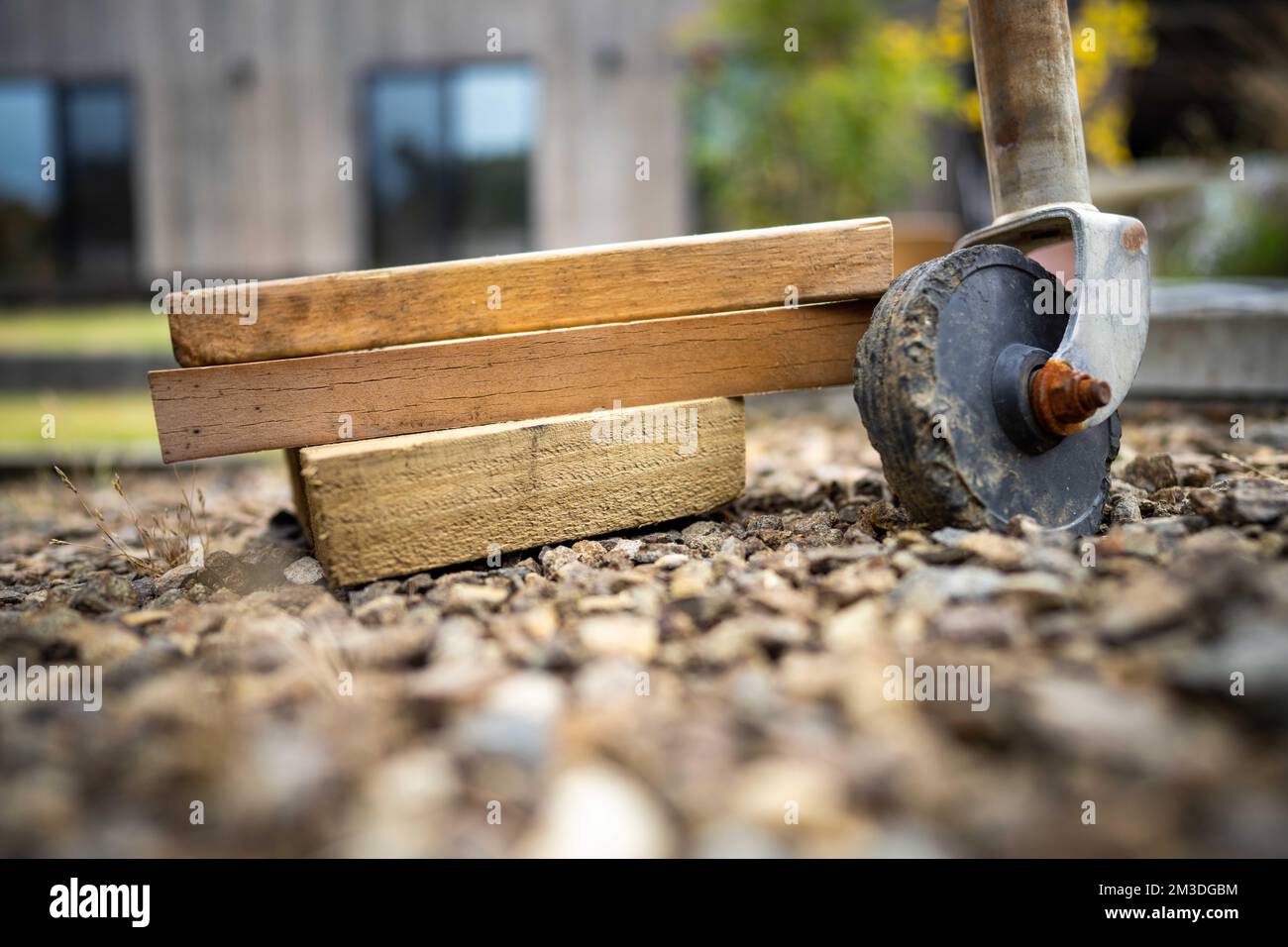 wood chocks for a caravan and camping. chocks behind a tyre. camping ...