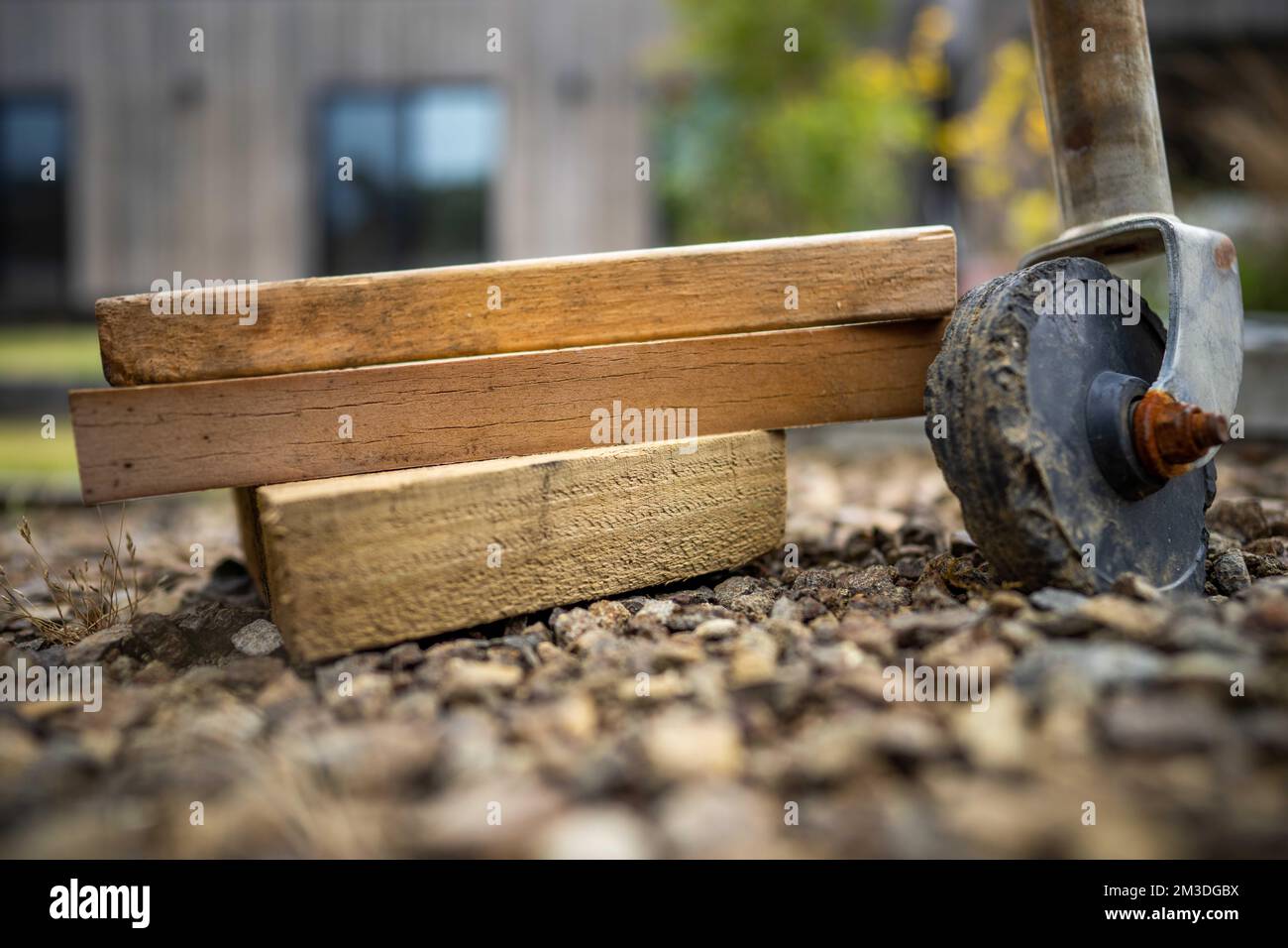 wood chocks for a caravan and camping. chocks behind a tyre. camping ...