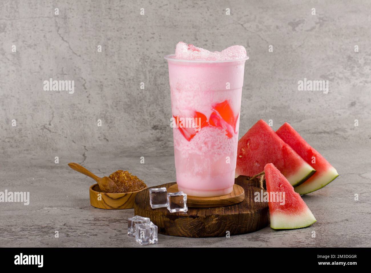 Boba or tapioca pearls is taiwan bubble milk tea in plastic cup with ...
