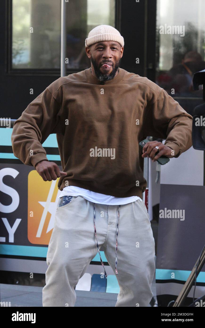 Stephen Boss, aka tWitch taping "Access Daily" outside NBC's Studio 1A ...