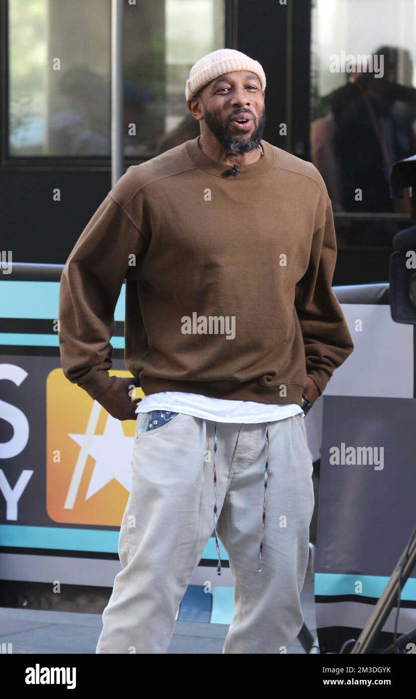 Stephen Boss, aka tWitch taping "Access Daily" outside NBC's Studio 1A ...