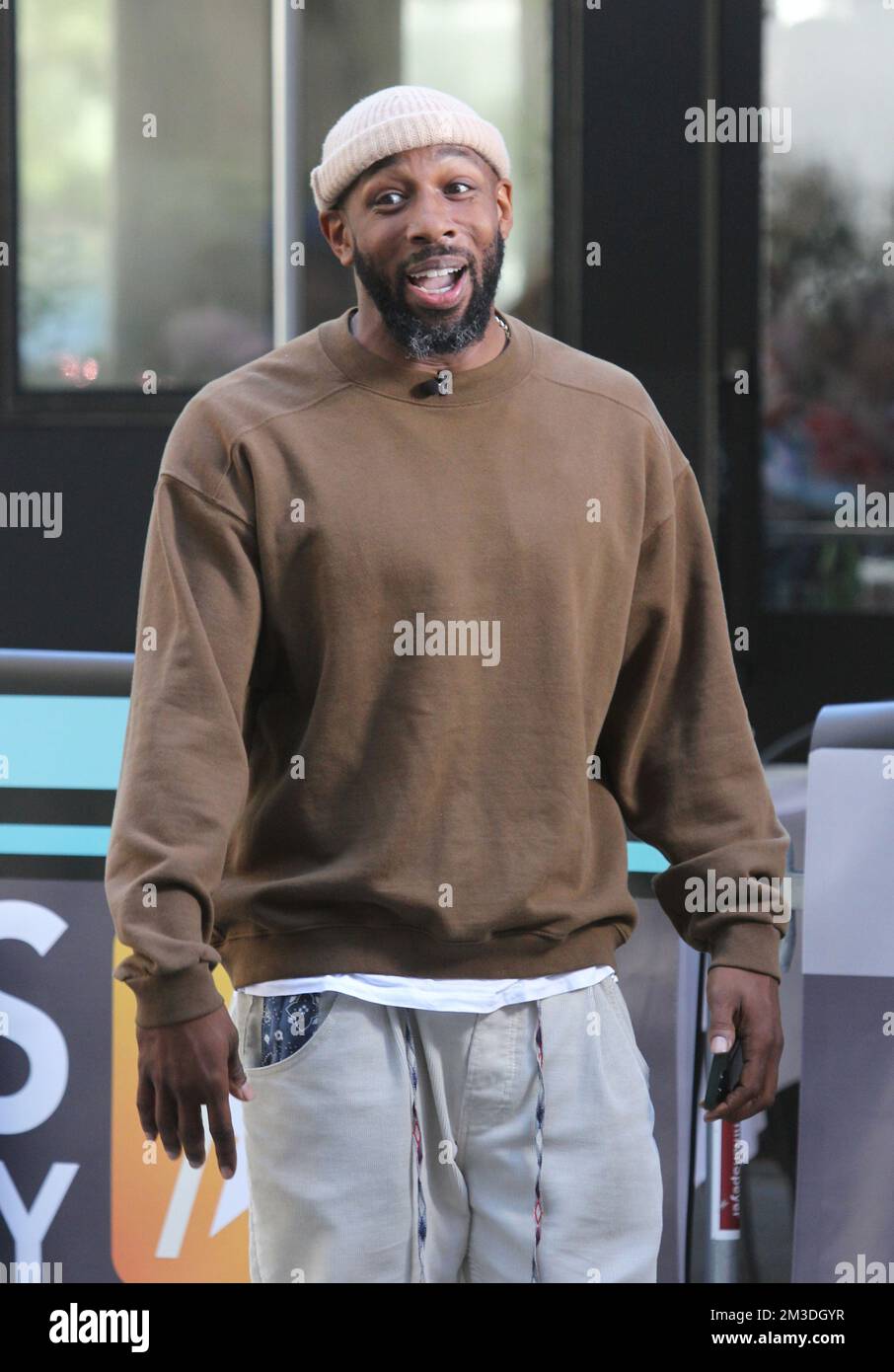 Stephen Boss, aka tWitch taping "Access Daily" outside NBC's Studio 1A ...