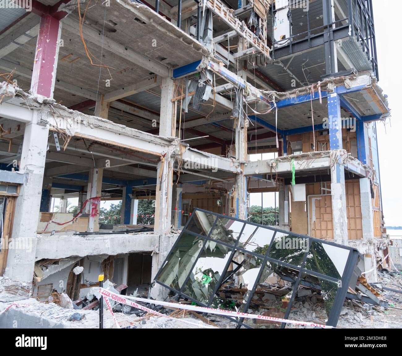 City Building in planned process of demolition with structure exposed ...