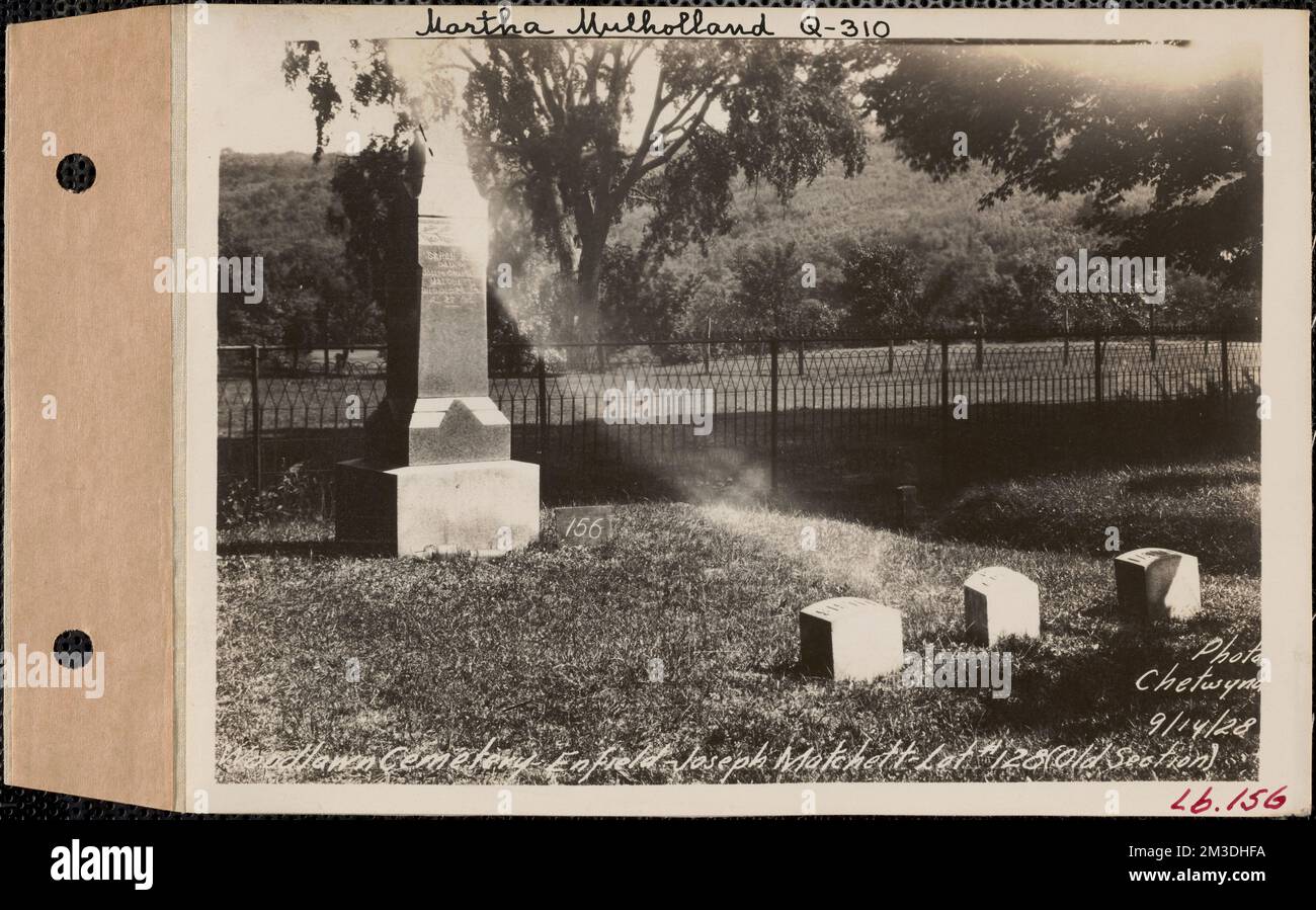 Joseph Matchett, Woodlawn Cemetery, old section, lot 128, Enfield, Mass ...