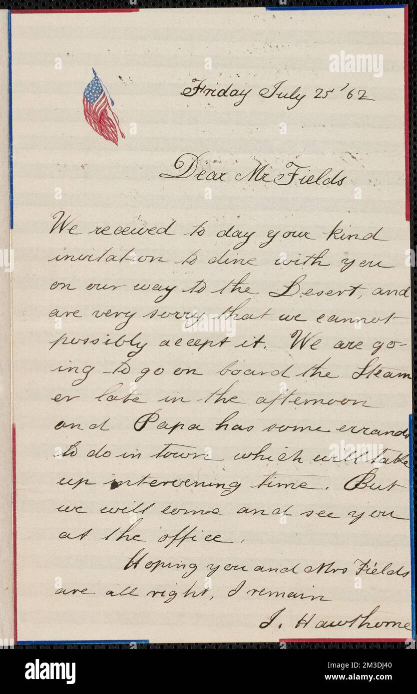 Julian Hawthorne autograph letter signed to James Thomas Fields ...