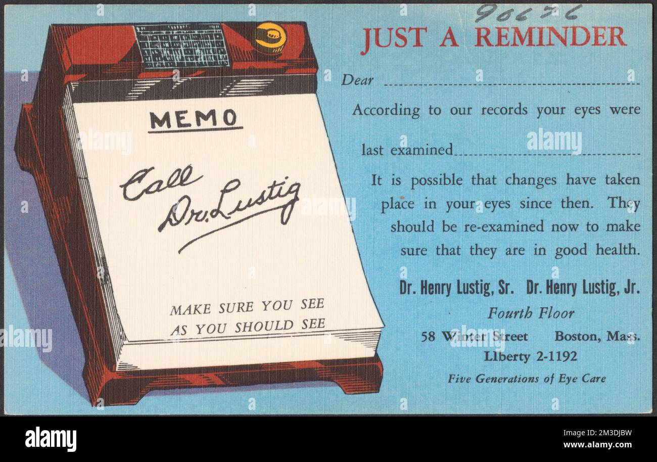 Just a reminder - call Dr. Lustig. Make sure you see as you should see ...