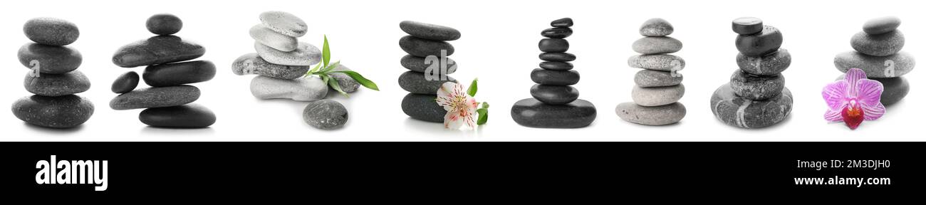 Set of spa stones on white background Stock Photo - Alamy