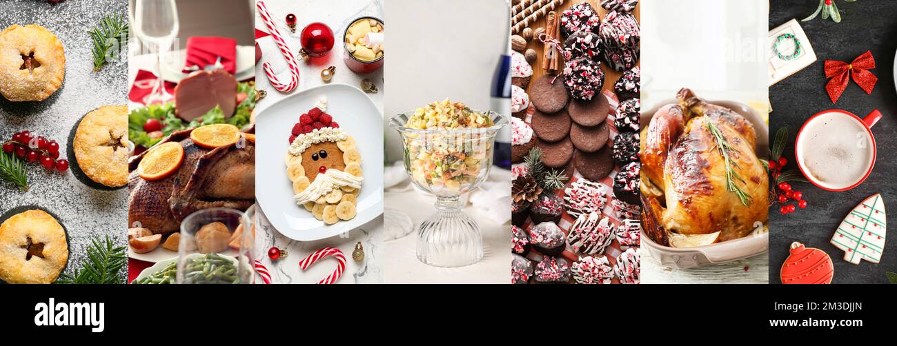 Collection of traditional Christmas dishes on table Stock Photo - Alamy