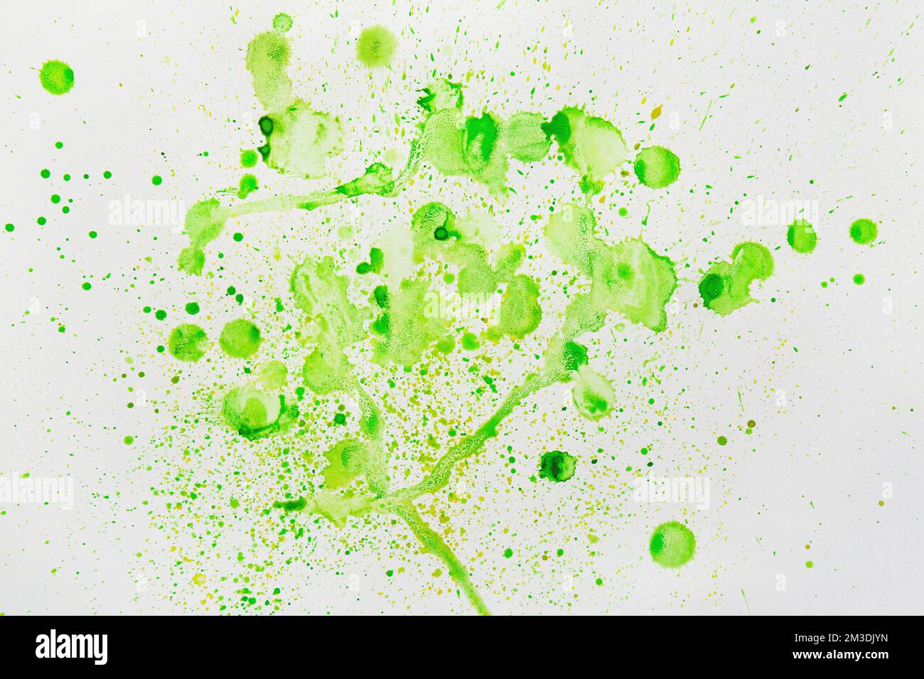 Spots of green paint on white background Stock Photo - Alamy