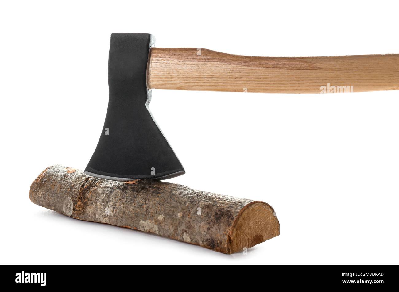 Sharp ax with firewood on white background Stock Photo - Alamy