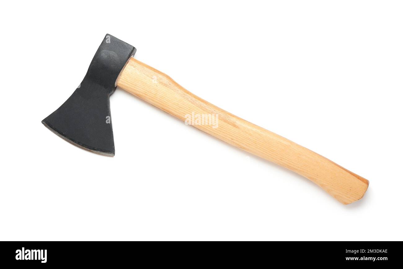 Sharp ax on white background Stock Photo - Alamy