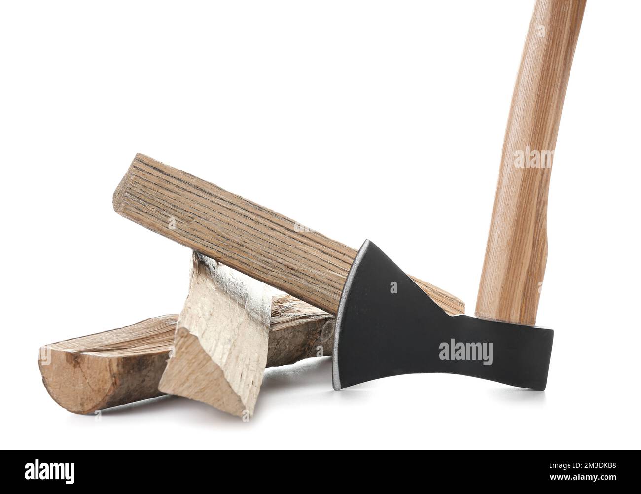 Sharp ax with firewood on white background Stock Photo - Alamy