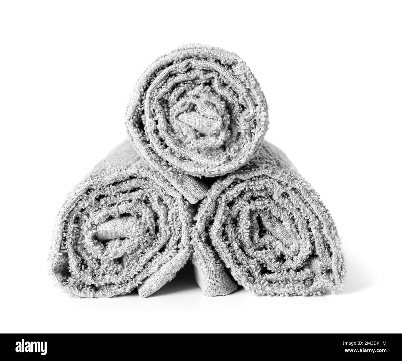 Stack of rolled towels on white background Stock Photo - Alamy