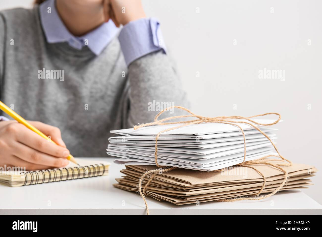 Stack of tied letters on table, closeup. Mail concept Stock Photo - Alamy