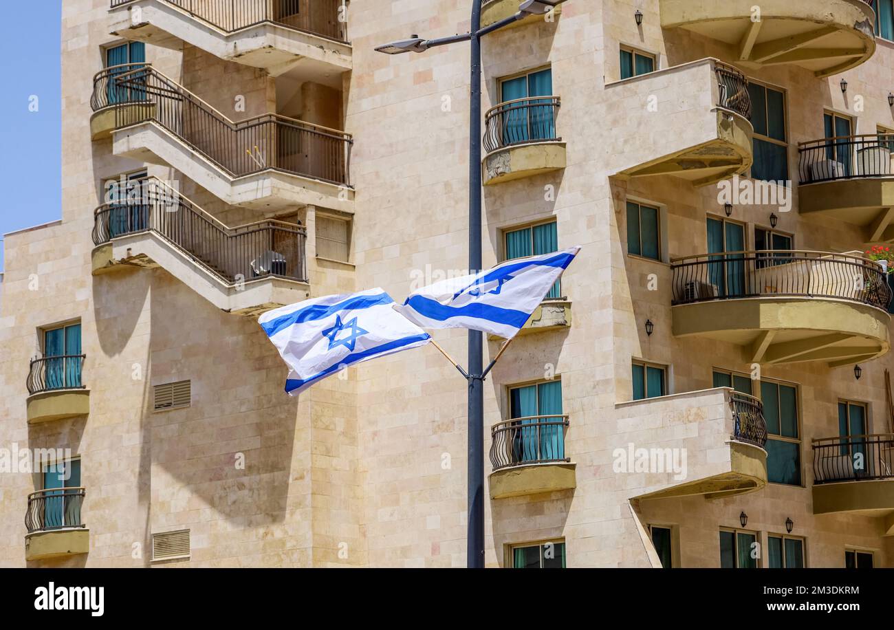 Jerusalem day flags building hi-res stock photography and images - Alamy