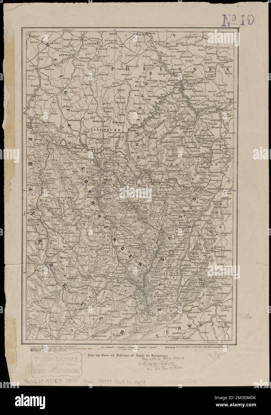Karte von Elsass und Lothringen mit angabe der sprachgrenzen , German ...