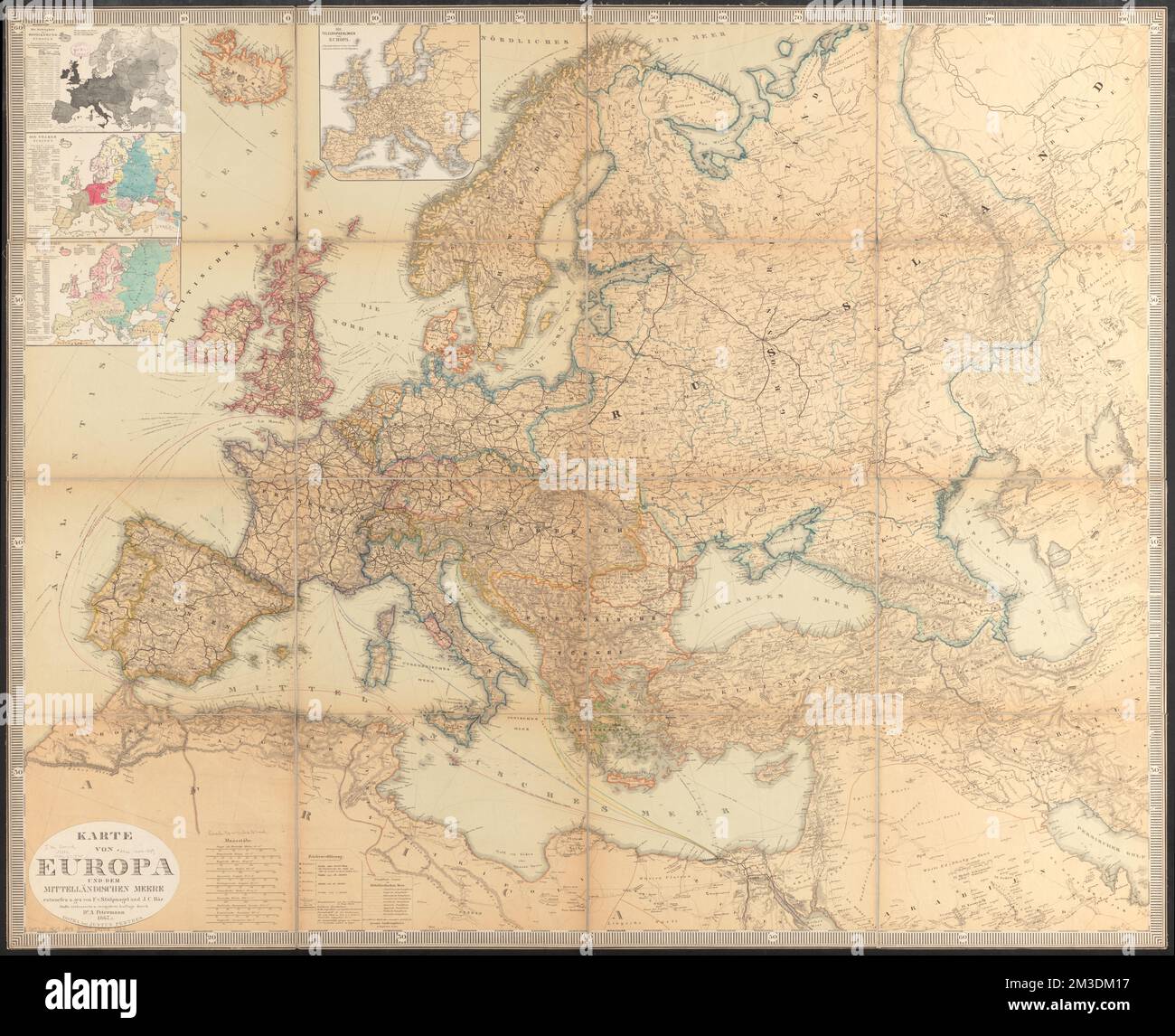 Karte von Europa und dem Mittelländischen Meere , Population density ...