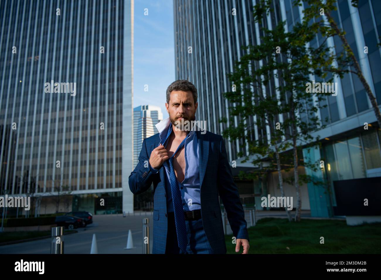 Angry businessman in suit after work in office. Screaming face ...