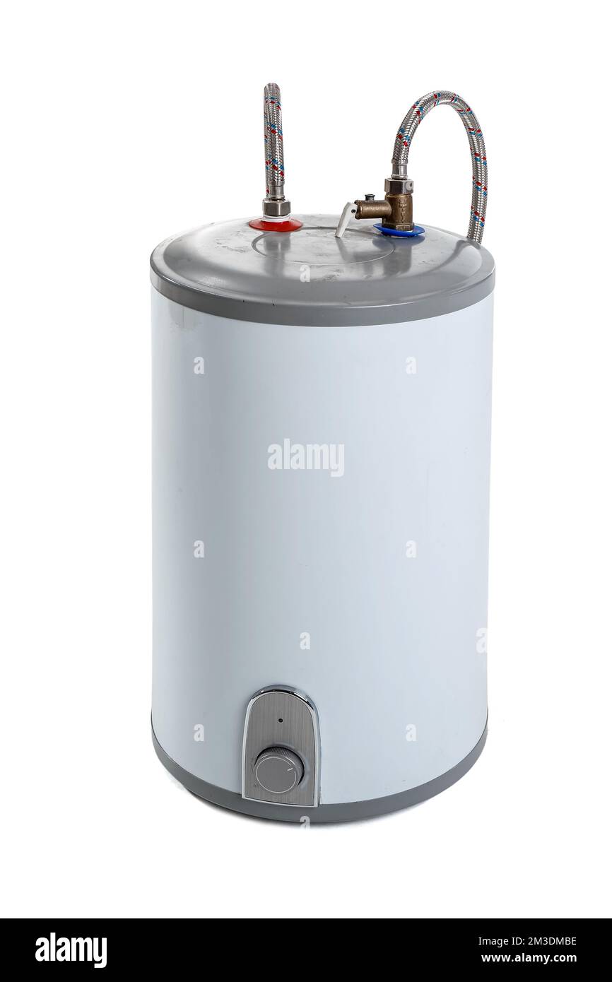 Modern electric boiler on white background Stock Photo - Alamy