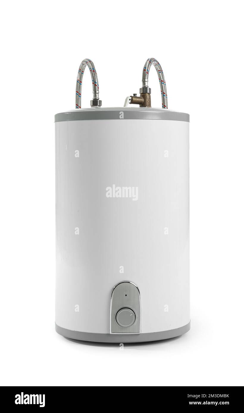 Modern electric boiler on white background Stock Photo - Alamy