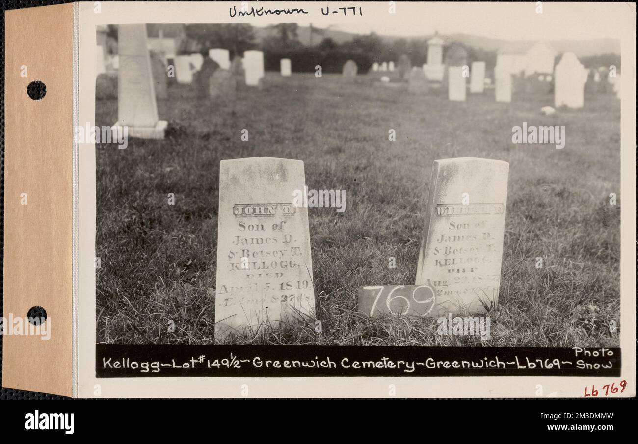 Kellogg, Greenwich Cemetery, Old section, lot 149 1/2, Greenwich, Mass ...