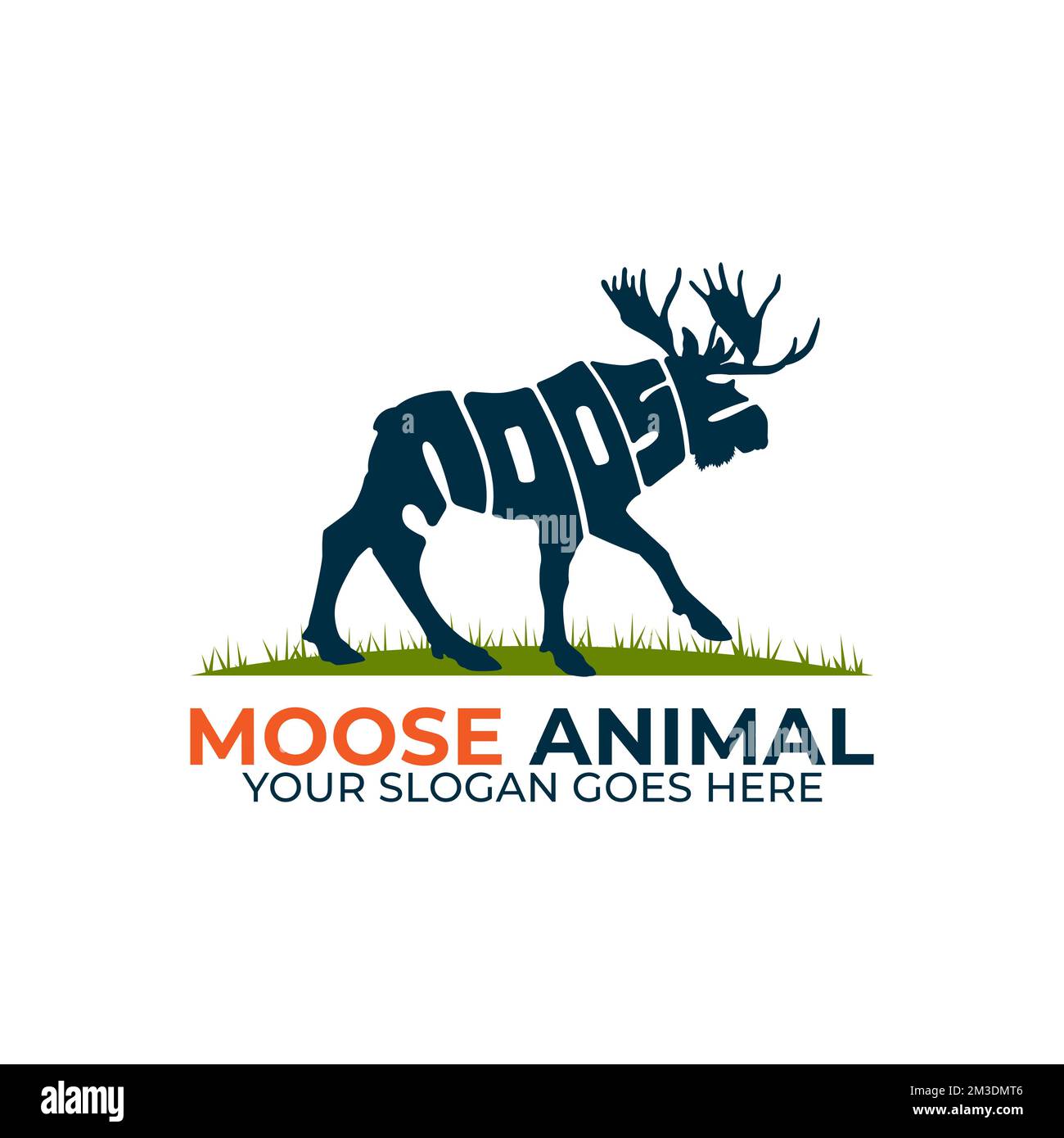 Moose Wildlife animal logo design vector, icon with Warp Text Into the ...