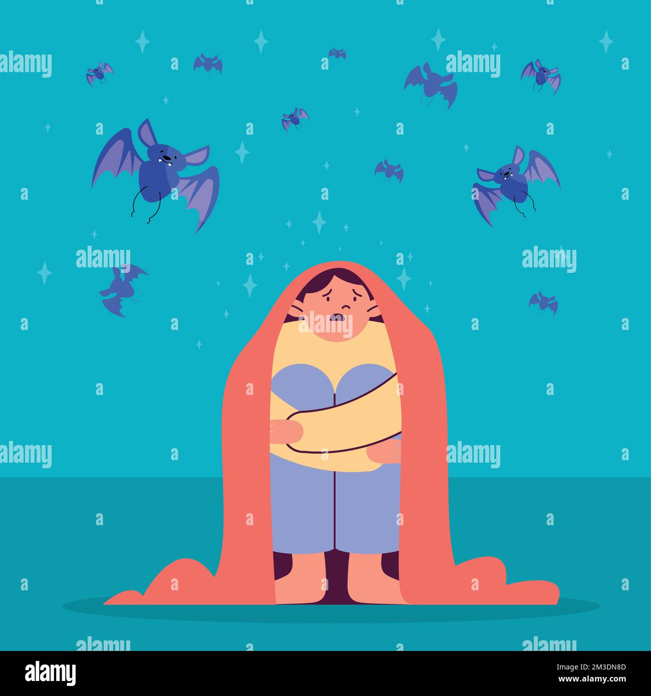 man suffering chiroptophobia seated character Stock Vector Image & Art ...