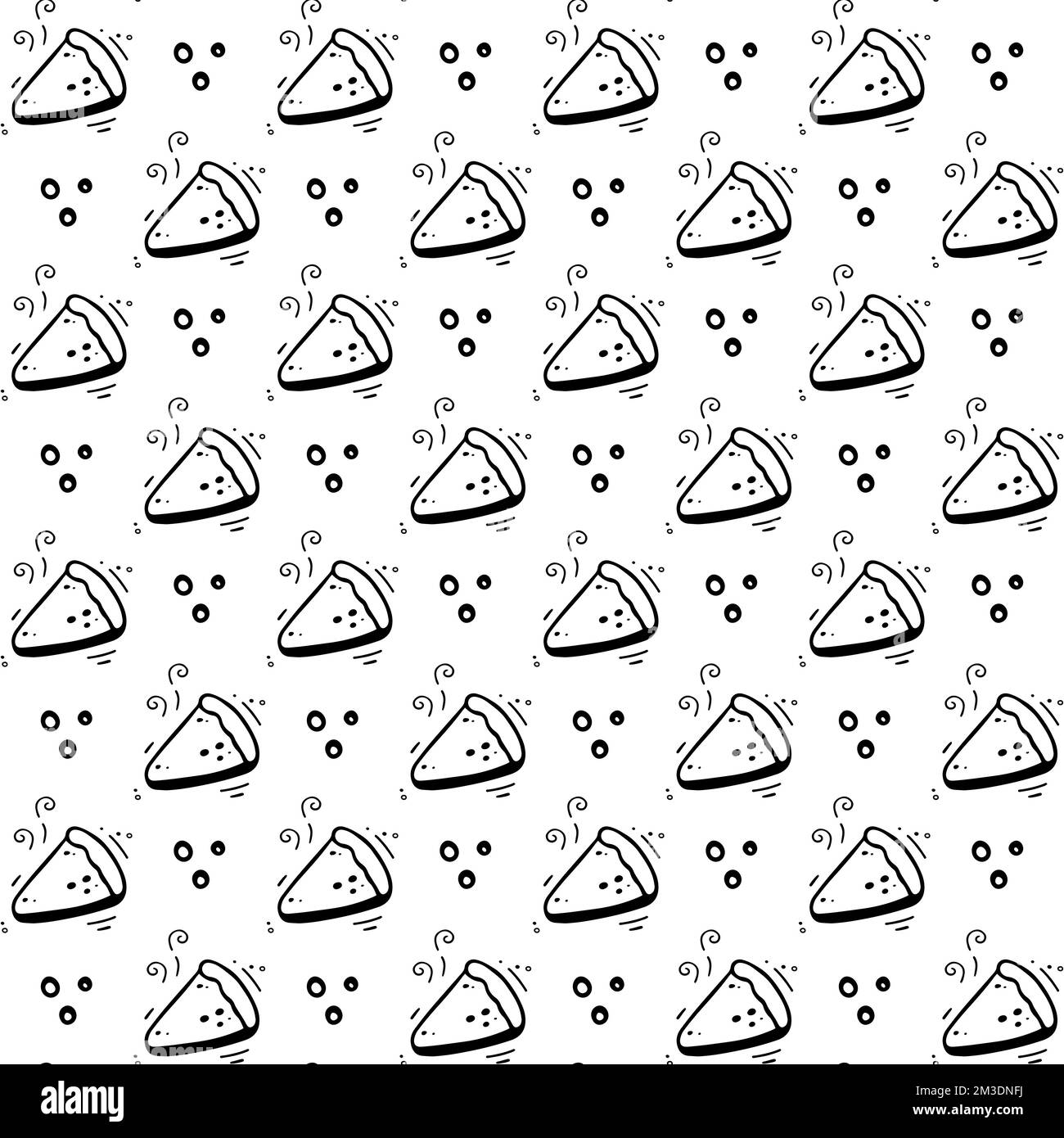 Hand drawn Piece of pie seamless pattern. Hand drawn fast food, home ...