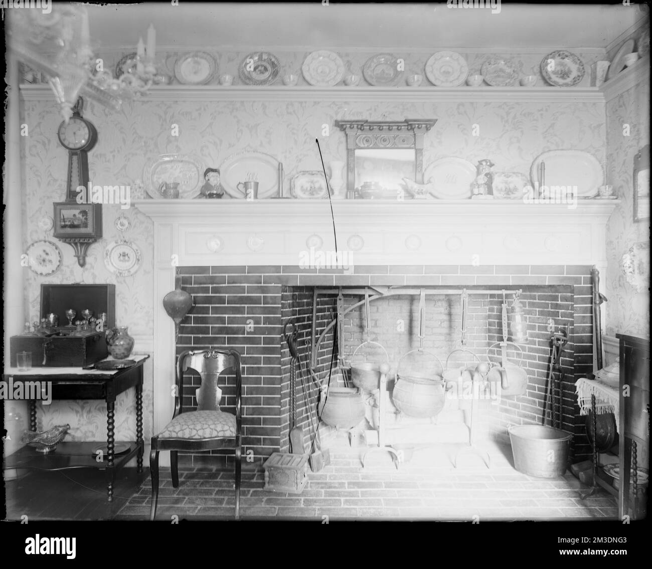 Kingston, Rhode Island, interior detail, mantel and fireplace, dining ...