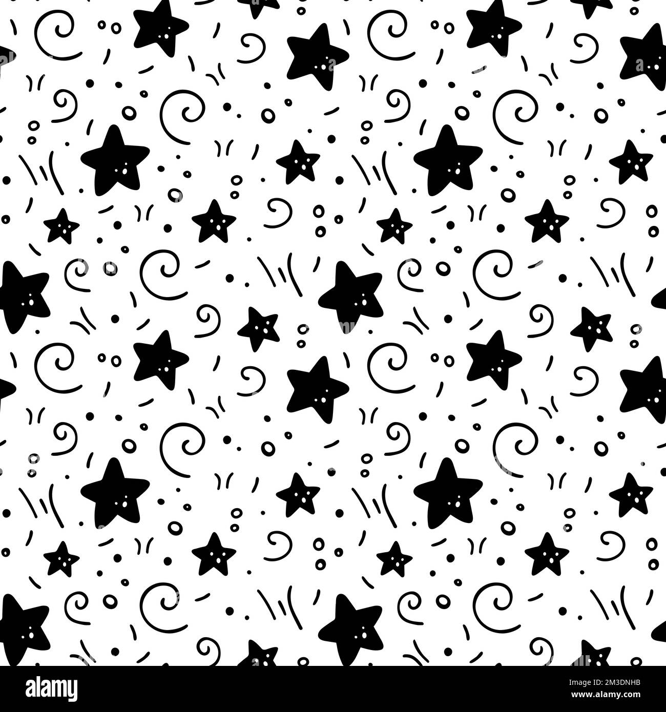Hand drawn doodle seamless pattern with stars. Wrapping paper with ...