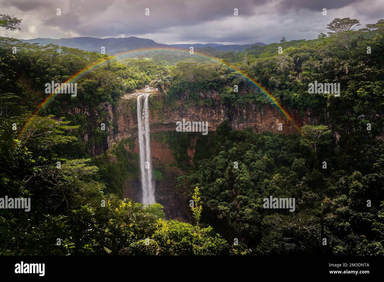 Chamarel waterfall in junle of Mauritius island, Africa Stock Photo - Alamy
