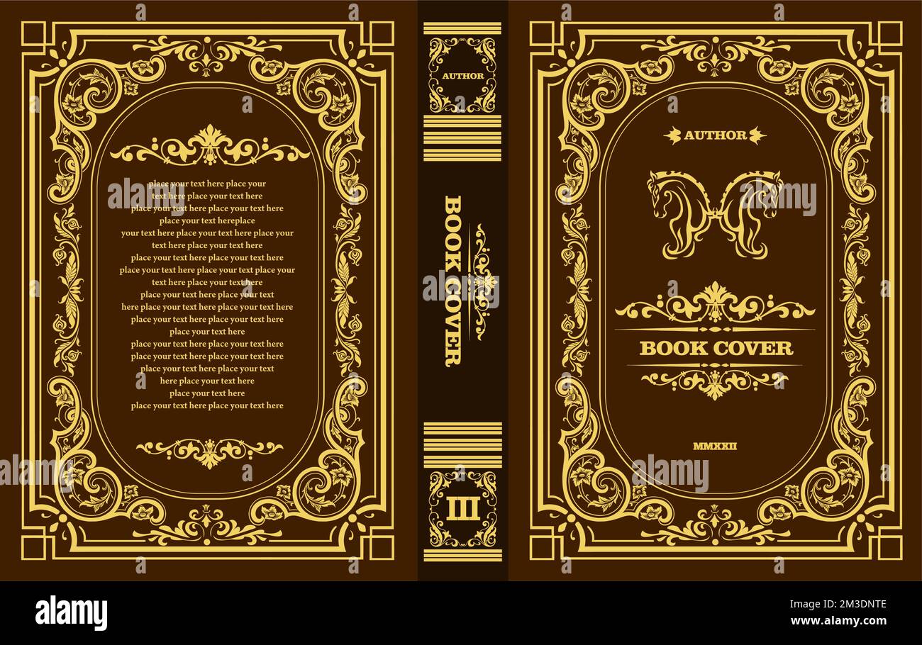 Old book cover design elements. Color vector illustration Stock Vector ...