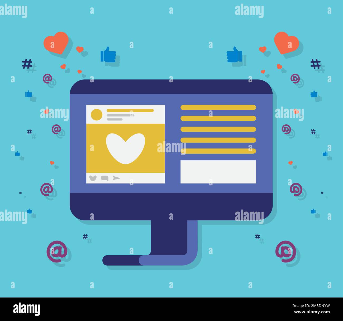 desktop with social media icons Stock Vector Image & Art - Alamy