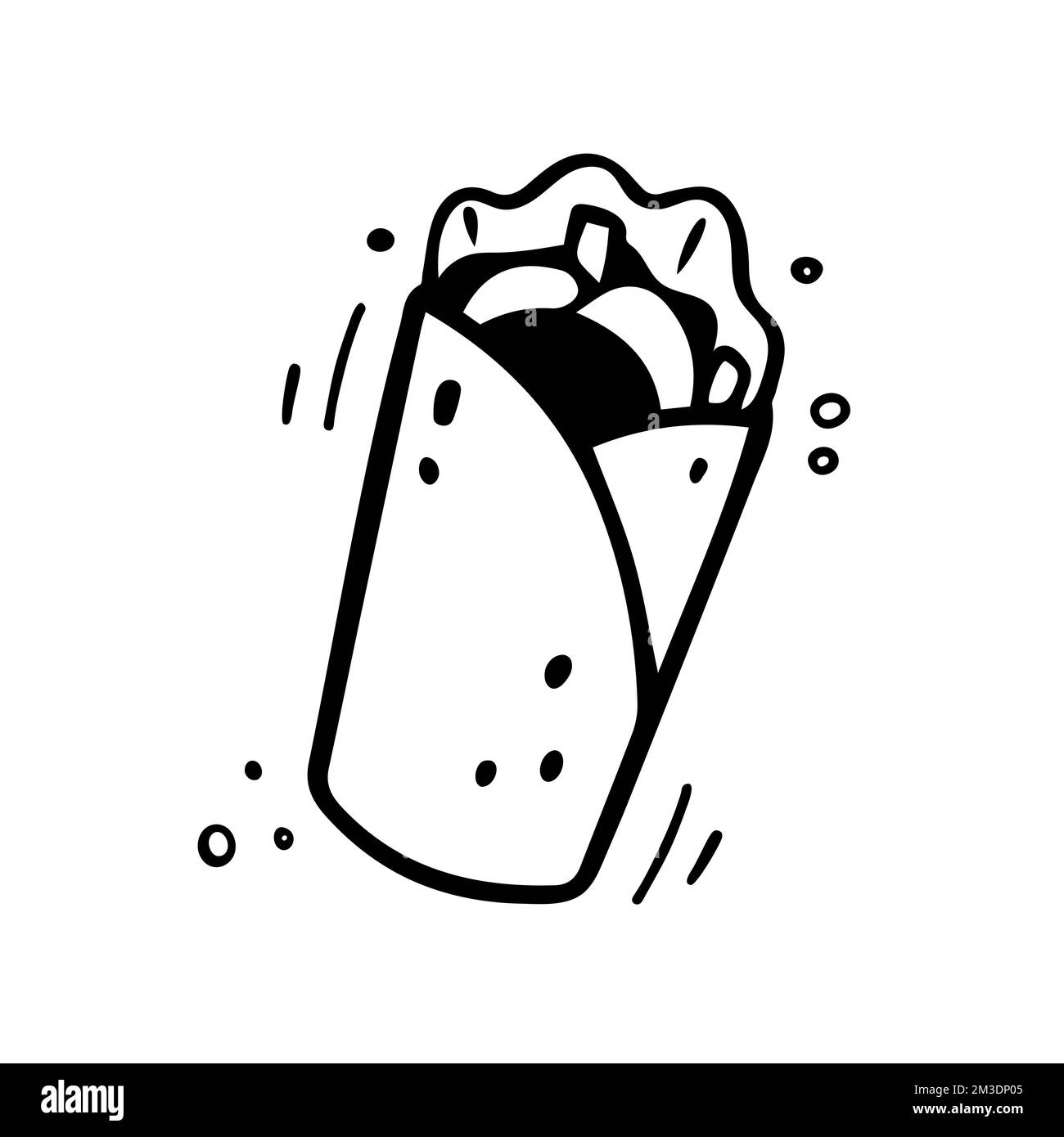Hand drawn shawarma. Fast food illustration in doodle style. Sketch of ...