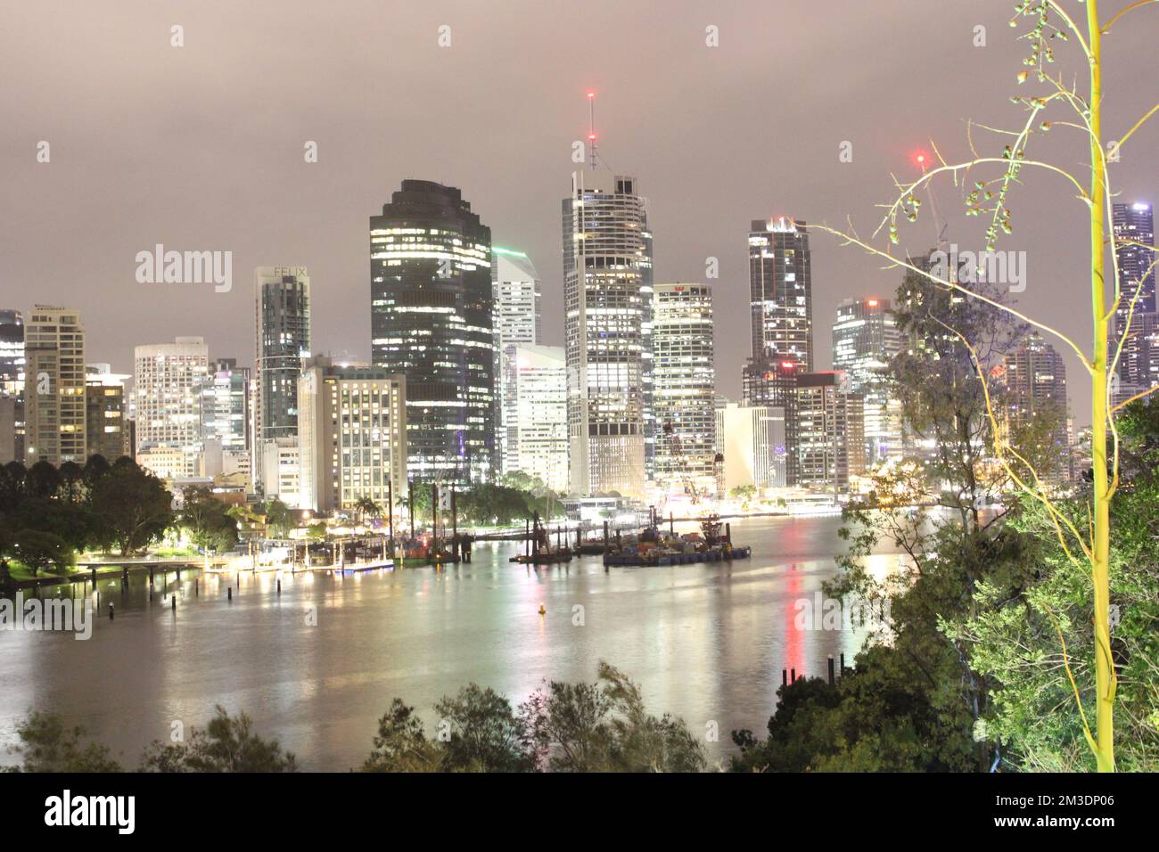 Brisbane City at night time Stock Photo - Alamy