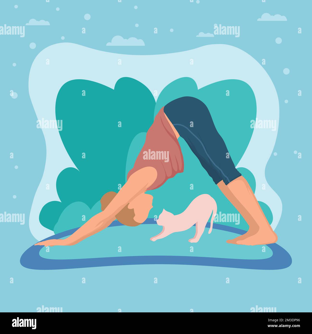 Meditation woman cat Stock Vector Images - Alamy