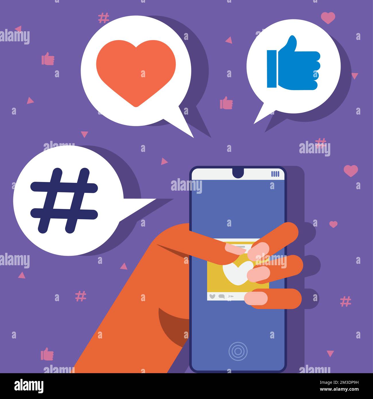 hand with smartphone social media icons Stock Vector Image & Art - Alamy