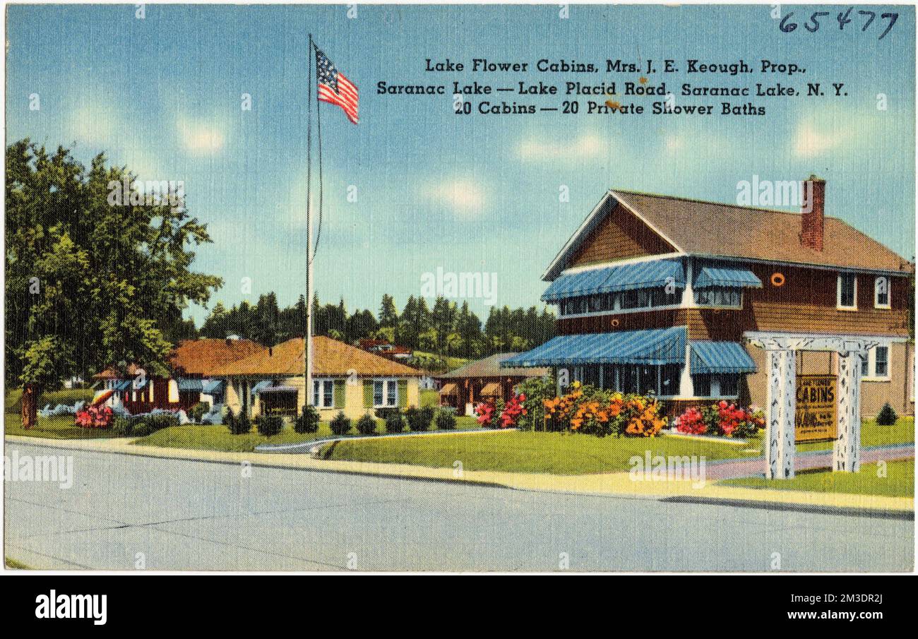 Lake Flower Cabins, Mrs. J. E. Keough, Prop., Saranac Lake -- Lake ...