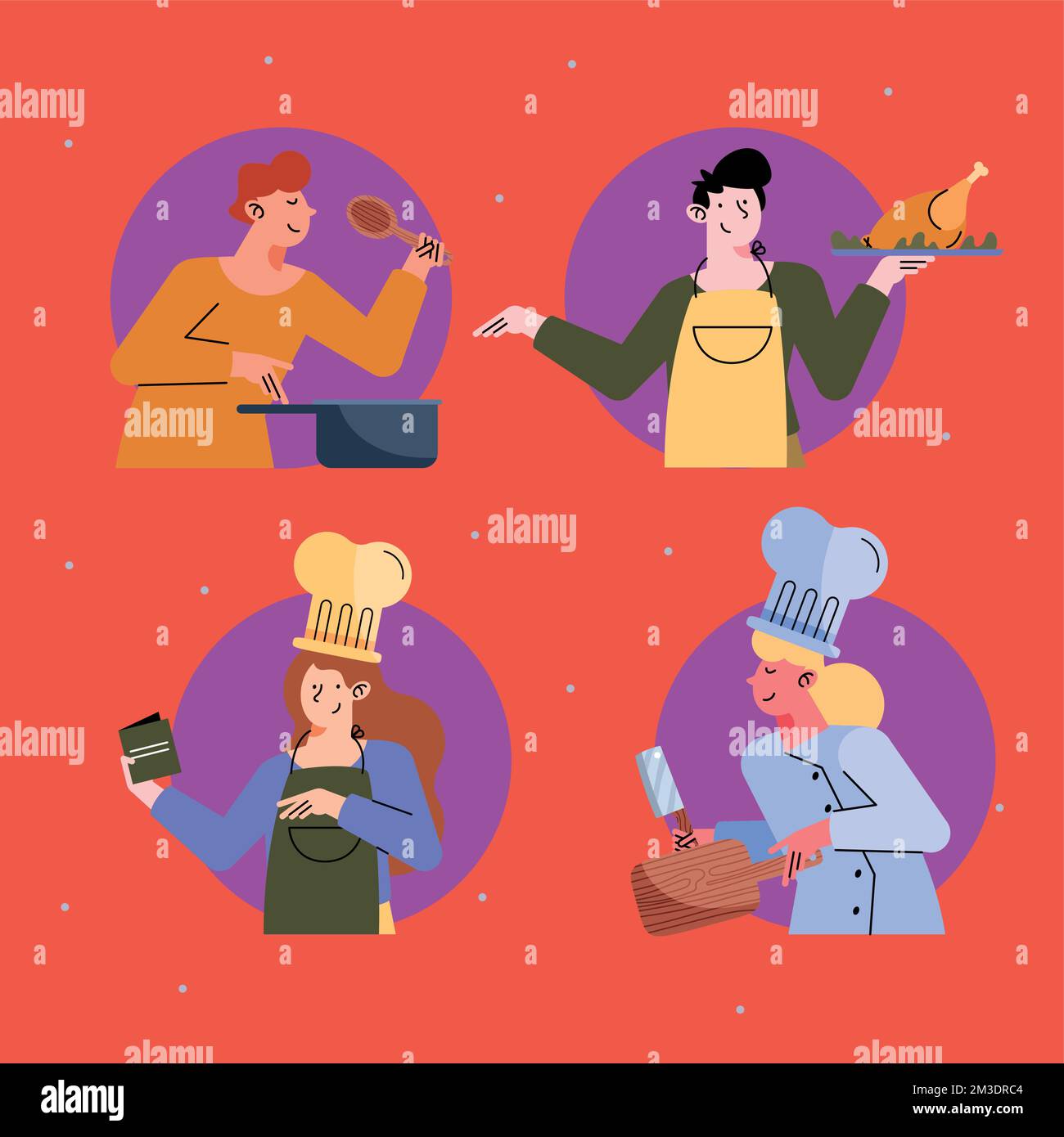 four young persons cooking characters Stock Vector Image & Art - Alamy